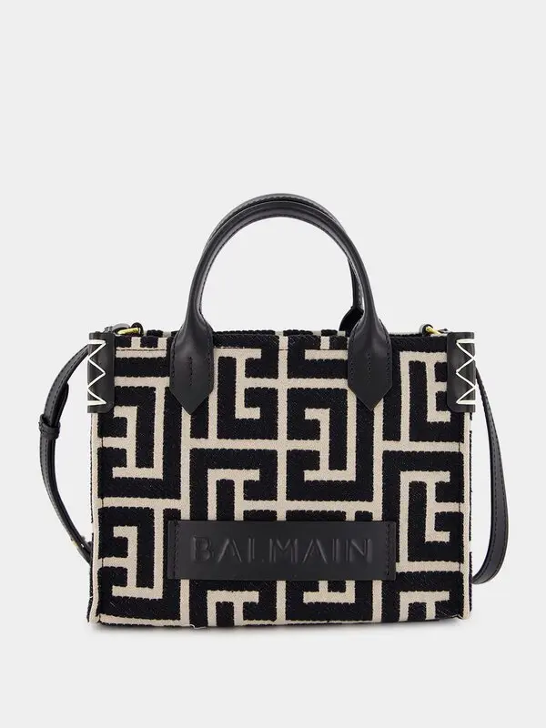Balmain B-army Monogrammed Jacquard Tote Bag - Black