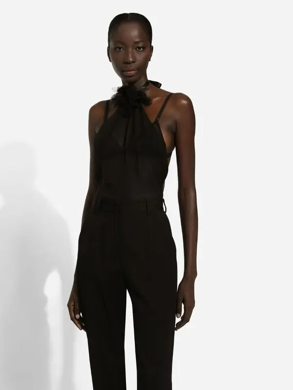 Dolce & Gabbana Chiffon Halterneck Top With Flower Detail