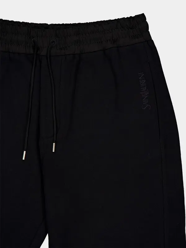 Saint Laurent Logo Embroidered Fleece Sweatpants - Black