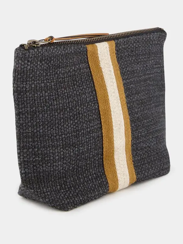 Libeco Striped Linen-wool Pouch - Black