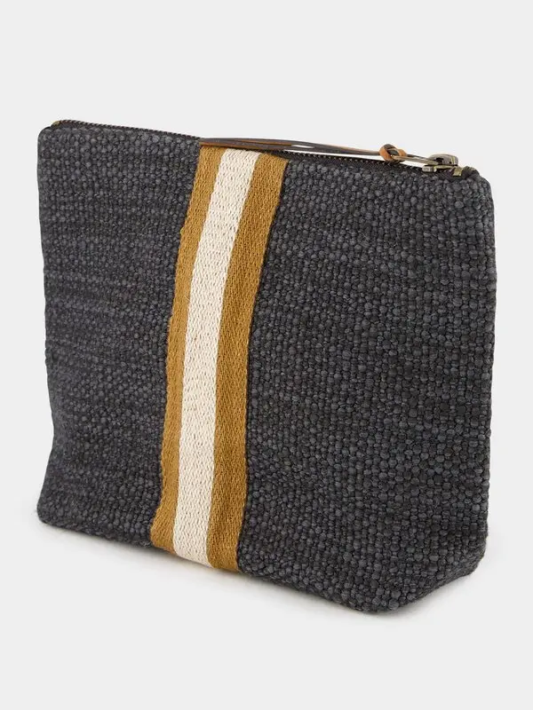 Libeco Striped Linen-wool Pouch - Black