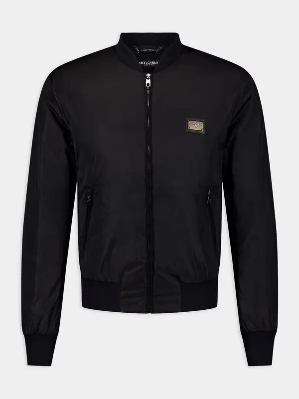 Dolce & Gabbana Logo Plaque Bomber Jacket - Black