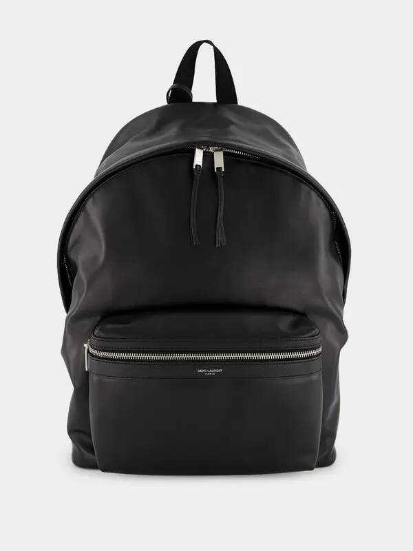 Saint Laurent City Matte Leather Backpack - Black