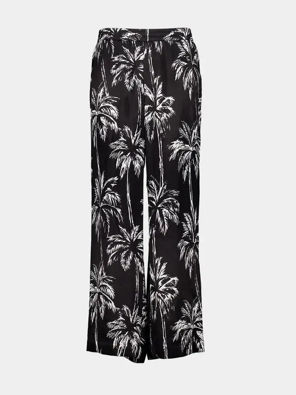 Balmain Palm Print Satin Pyjama Trousers - Black