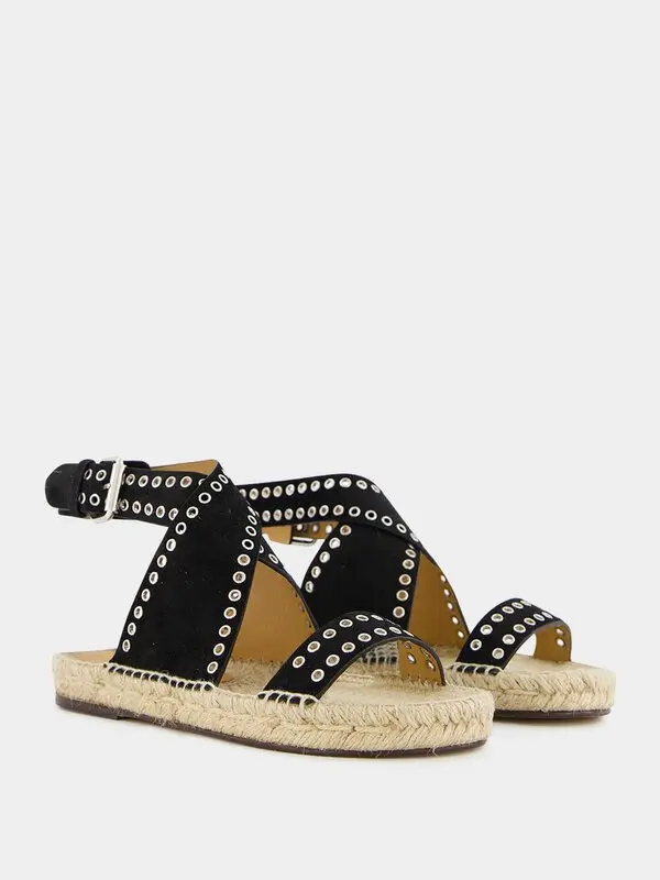 Isabel Marant Étoile Illya Studded Suede Sandals - Black