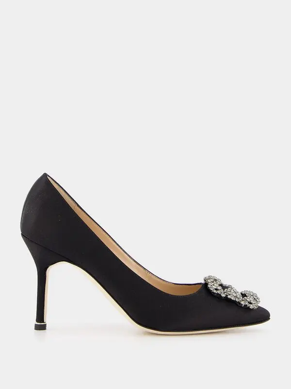 Manolo Blahnik Hangisi 90mm Jewel Buckle Pumps - Black