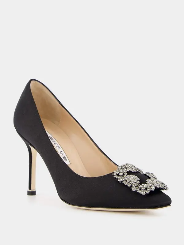 Manolo Blahnik Hangisi 90mm Jewel Buckle Pumps - Black