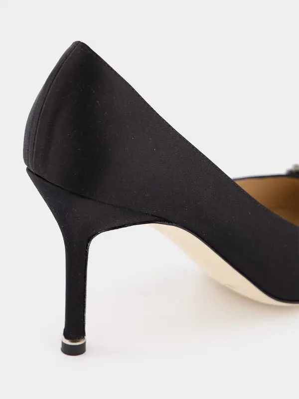 Manolo Blahnik Hangisi 90mm Jewel Buckle Pumps - Black