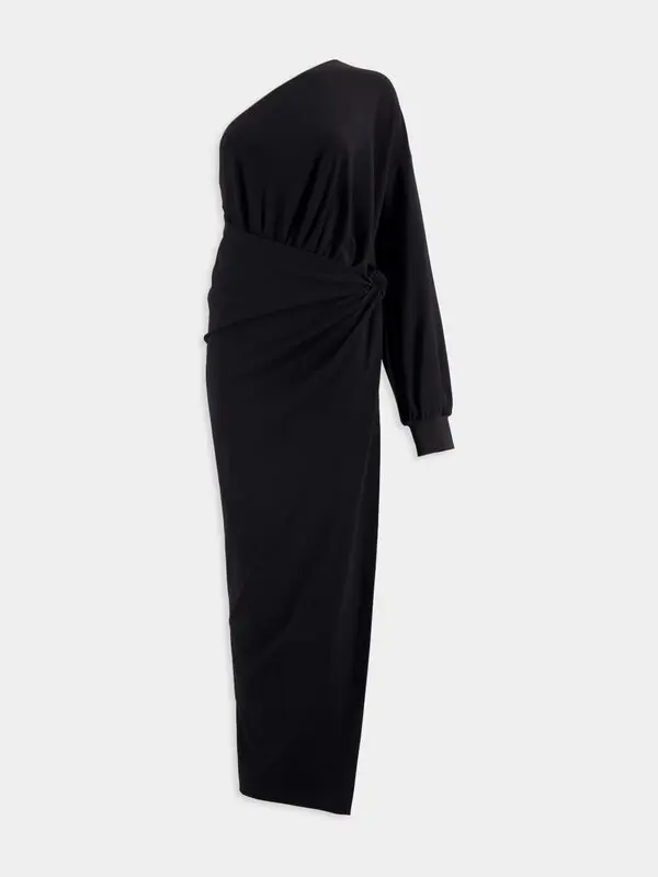 Balenciaga Asymmetric Wrap Midi Dress - Black