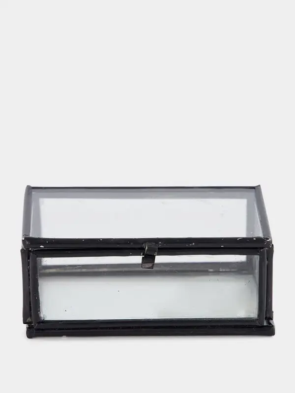 MADAM STOLTZ Handmade Rectangular Glass Box - Black