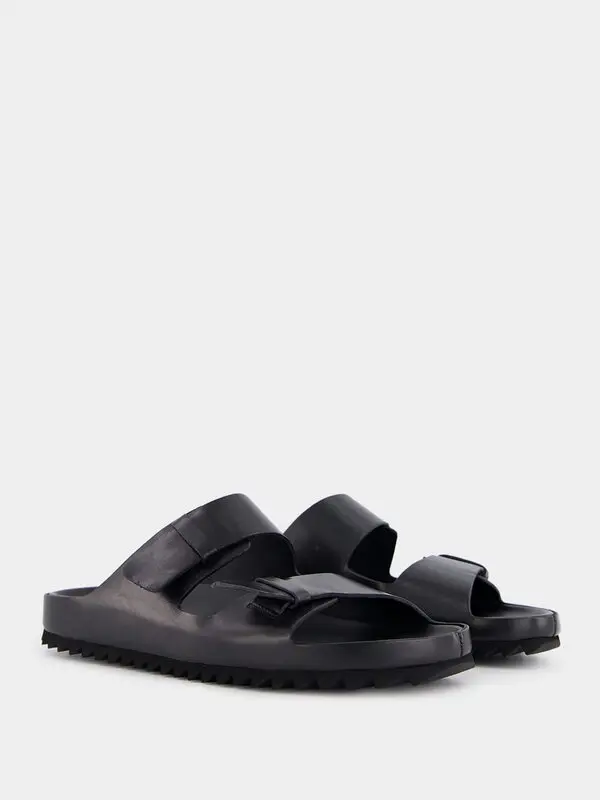 Officine Creative Agorà Leather Slides - Black