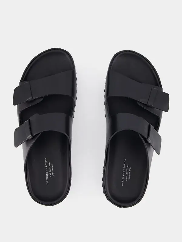Officine Creative Agorà Leather Slides - Black