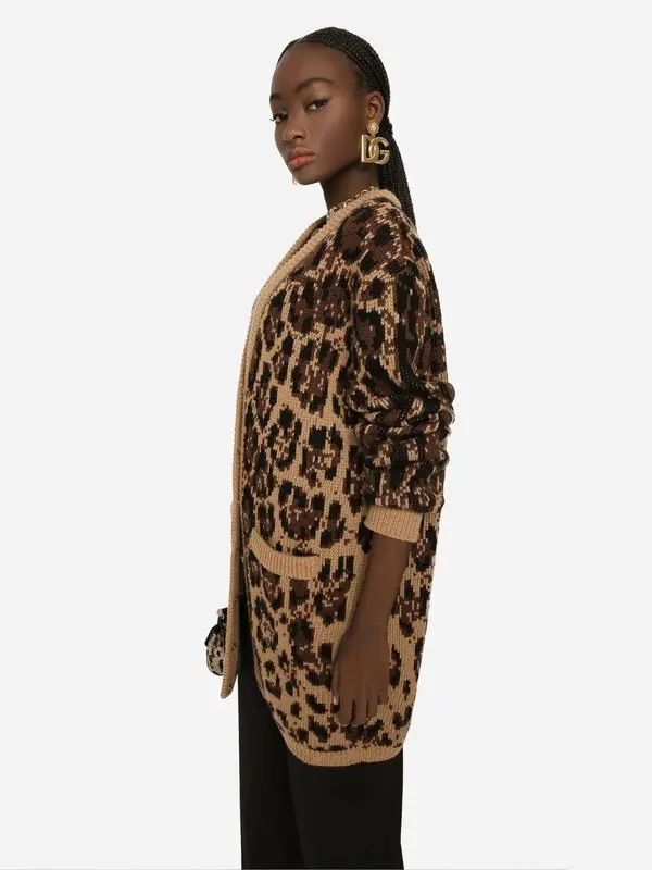 Dolce & Gabbana Leopard Design Wool And Cashmere Cardigan