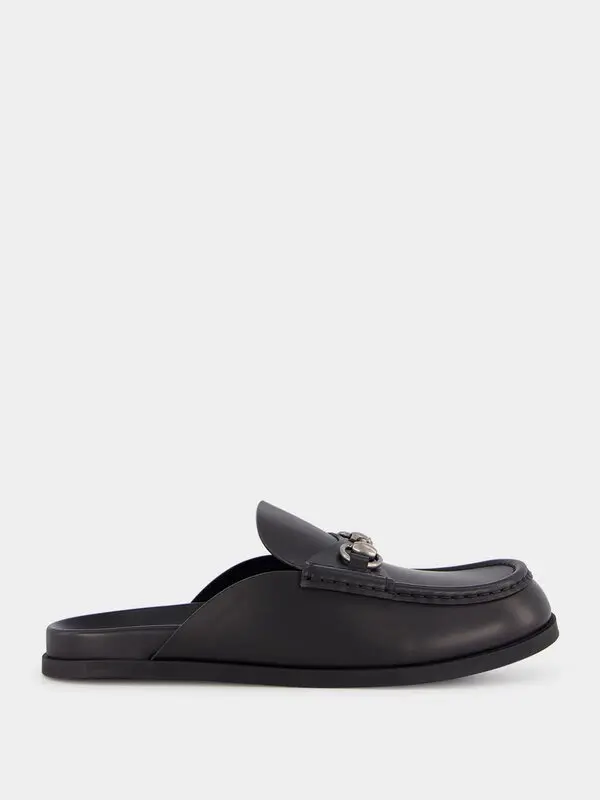 Gucci Flat Sierra Calfskin Mules - Black