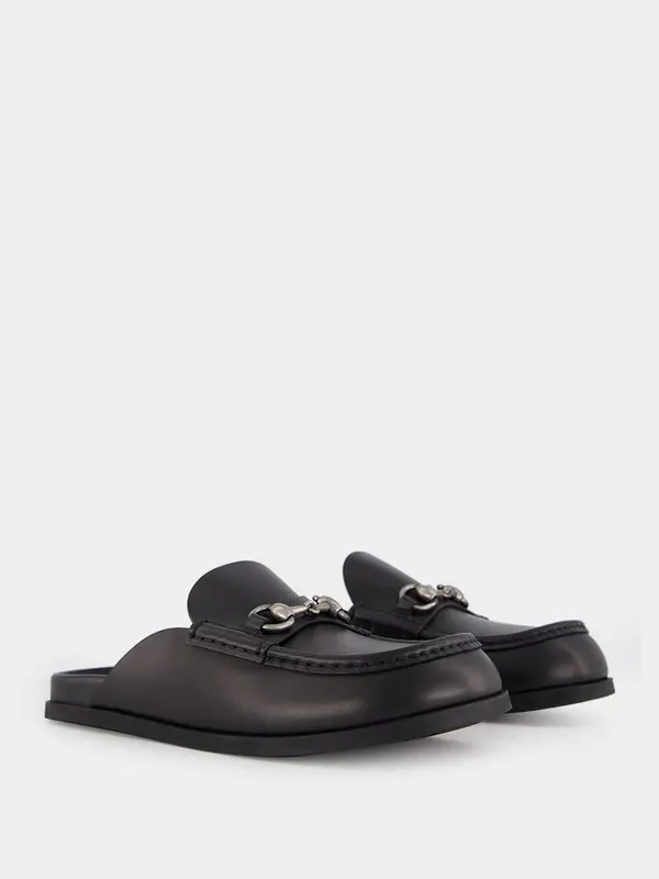Gucci Flat Sierra Calfskin Mules - Black