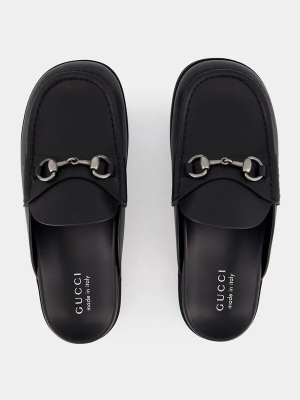 Gucci Flat Sierra Calfskin Mules - Black