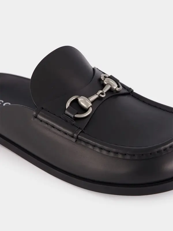 Gucci Flat Sierra Calfskin Mules - Black