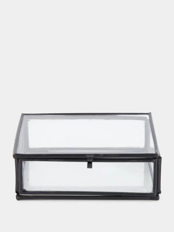 Madam Stoltz Handmade Square Glass Box - Black