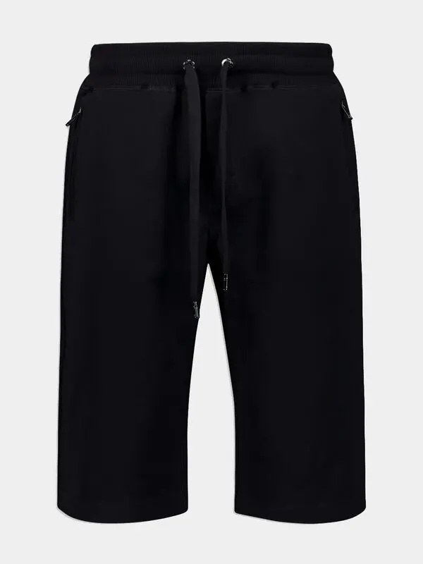 Dolce & Gabbana Dg Essentials Logo-plaque Jersey Shorts - Black