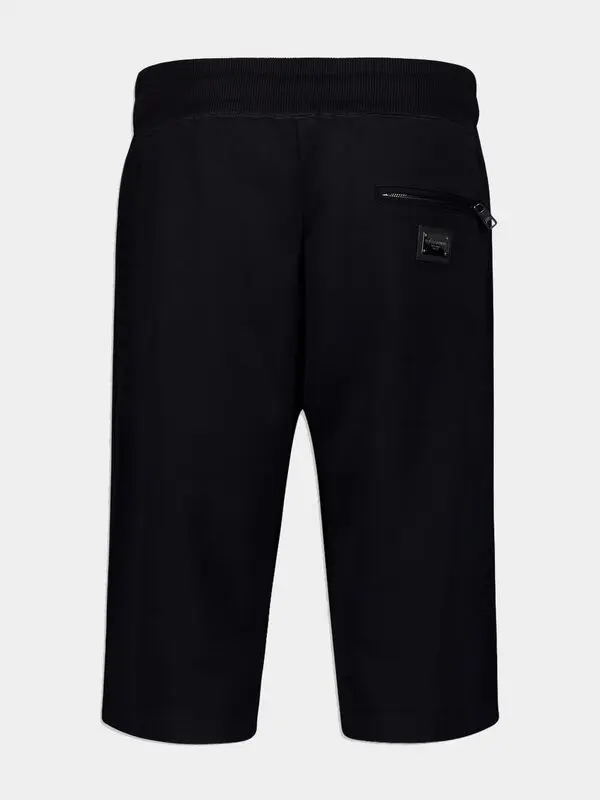 Dolce & Gabbana Dg Essentials Logo-plaque Jersey Shorts - Black