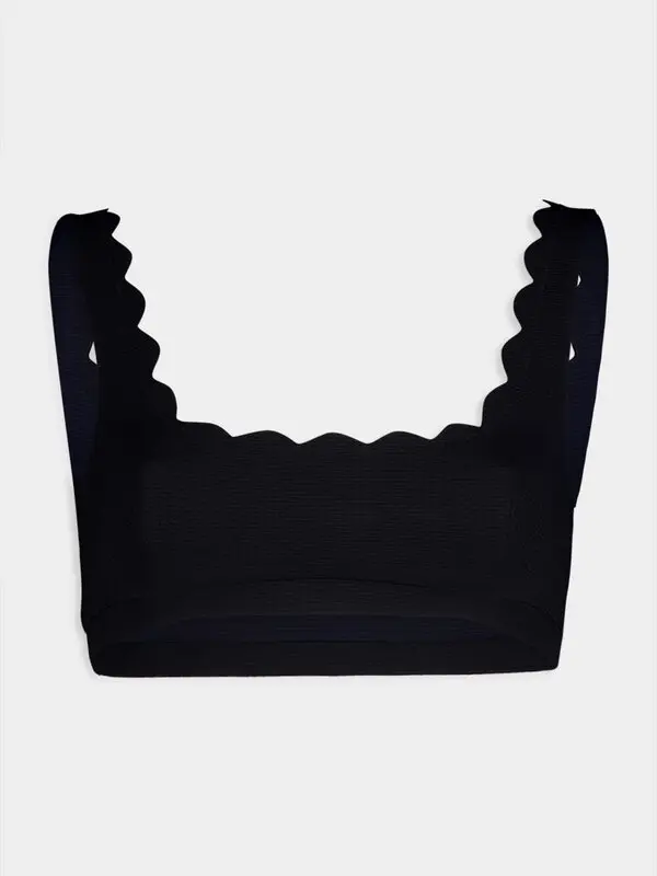 Marysia Scalloped Bikini Top - Black