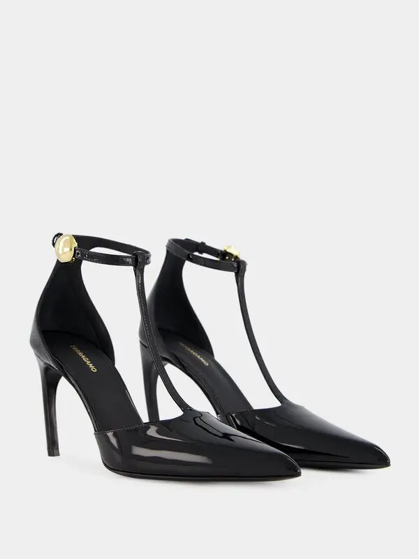 FERRAGAMO Patent Leather T-strap Pumps