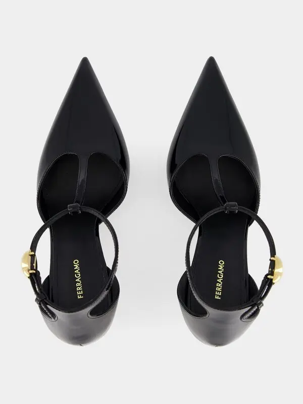 FERRAGAMO Patent Leather T-strap Pumps