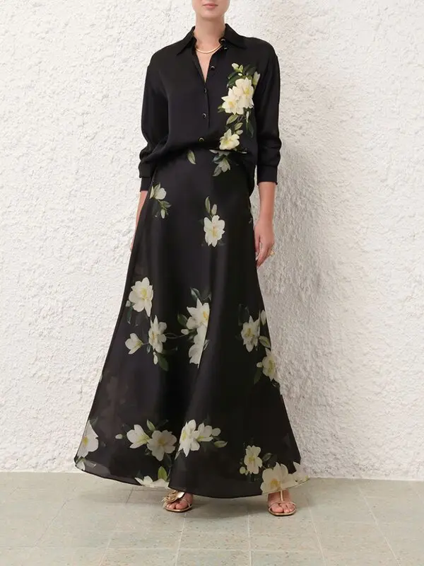 Zimmermann Magnolia Harmony Flared Midi Skirt