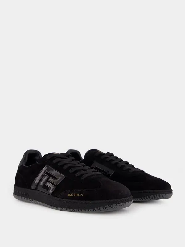 Balmain Suede And Patent Leather Sneakers - Black