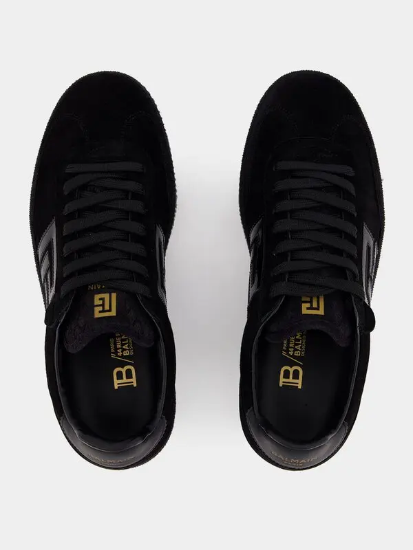 Balmain Suede And Patent Leather Sneakers - Black