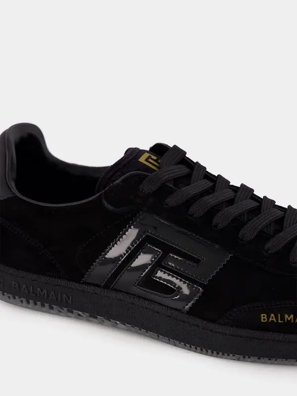 Balmain Suede And Patent Leather Sneakers - Black