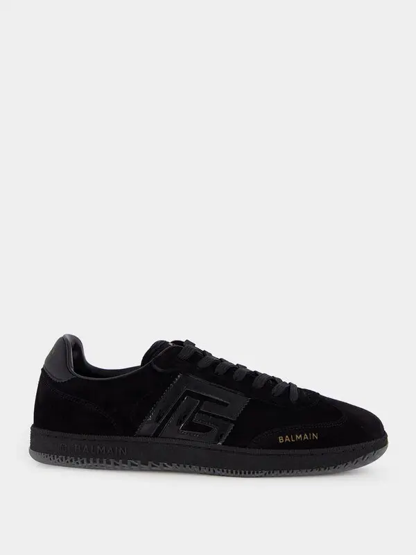 Balmain Suede And Patent Leather Sneakers - Black