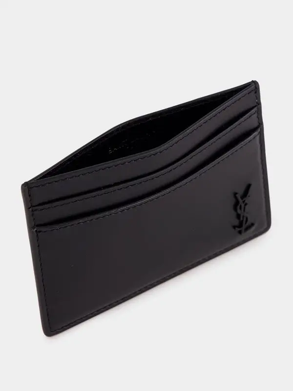 Saint Laurent Matte Leather Card Case - Black