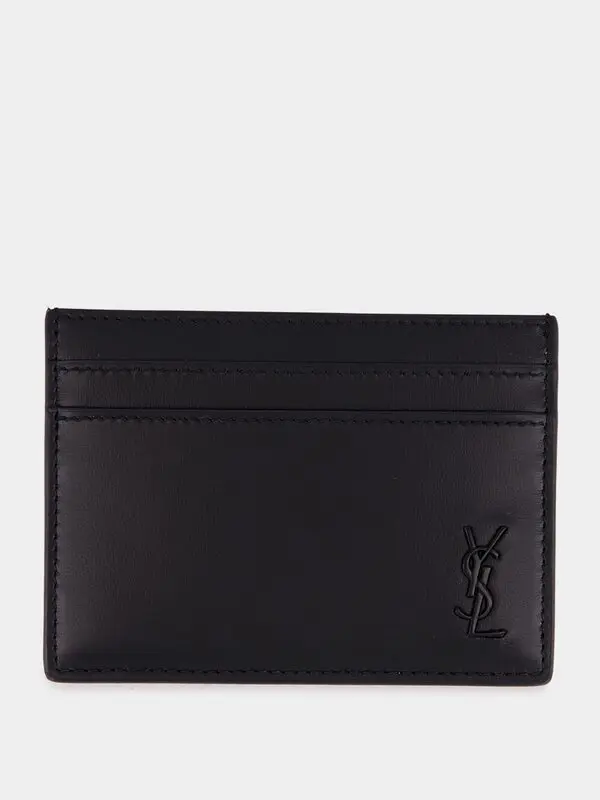Saint Laurent Matte Leather Card Case - Black