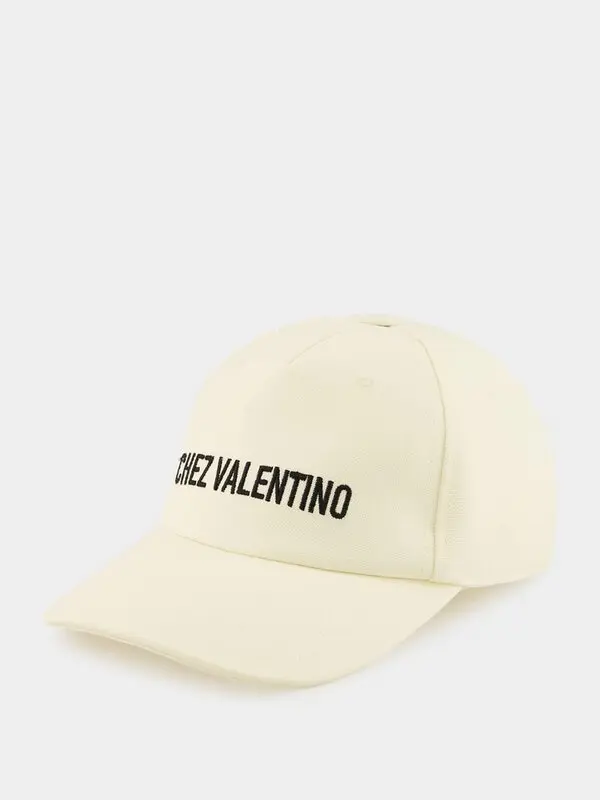 Valentino Garavani Chez Cap With Logo - Cream