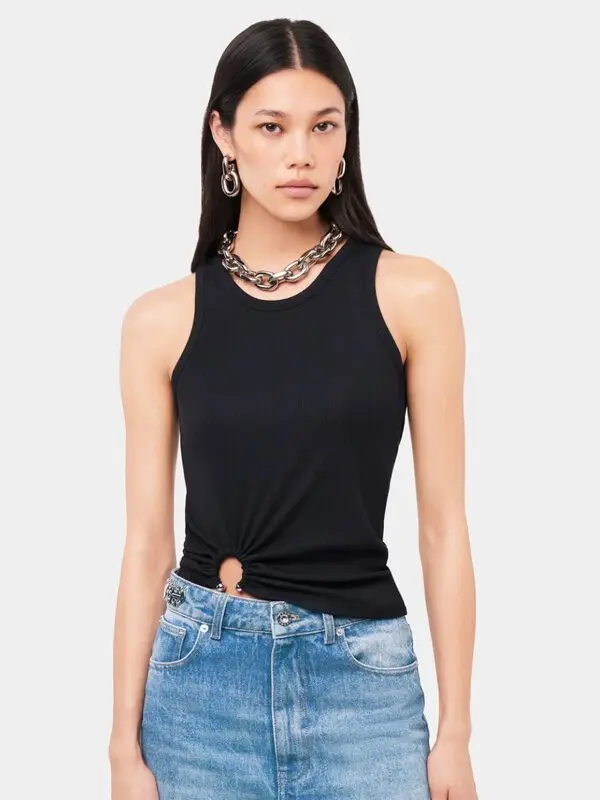 Rabanne Tank Top With Piercing Detail - Black