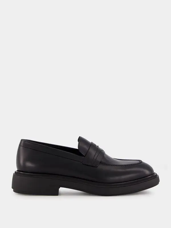 FERRAGAMO Calfskin Penny Loafers - Black