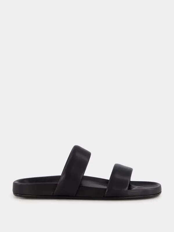 Saint Laurent Nichols Leather Slides - Black