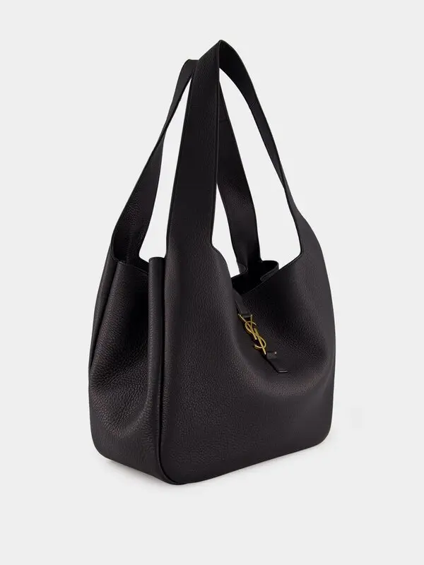 Saint Laurent Le 5 À 7 Bea Grained Leather Tote - Black