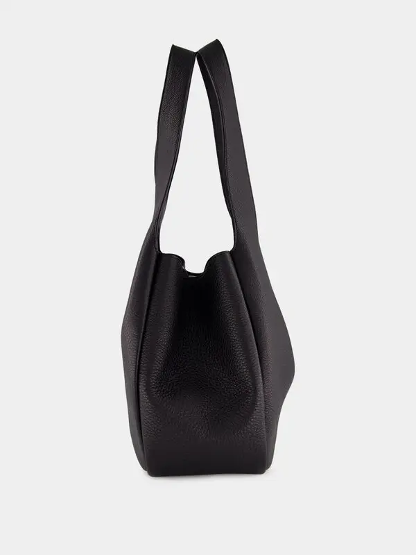 Saint Laurent Le 5 À 7 Bea Grained Leather Tote - Black