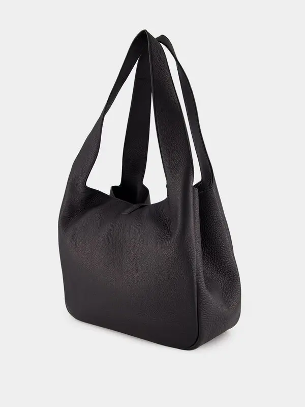 Saint Laurent Le 5 À 7 Bea Grained Leather Tote - Black