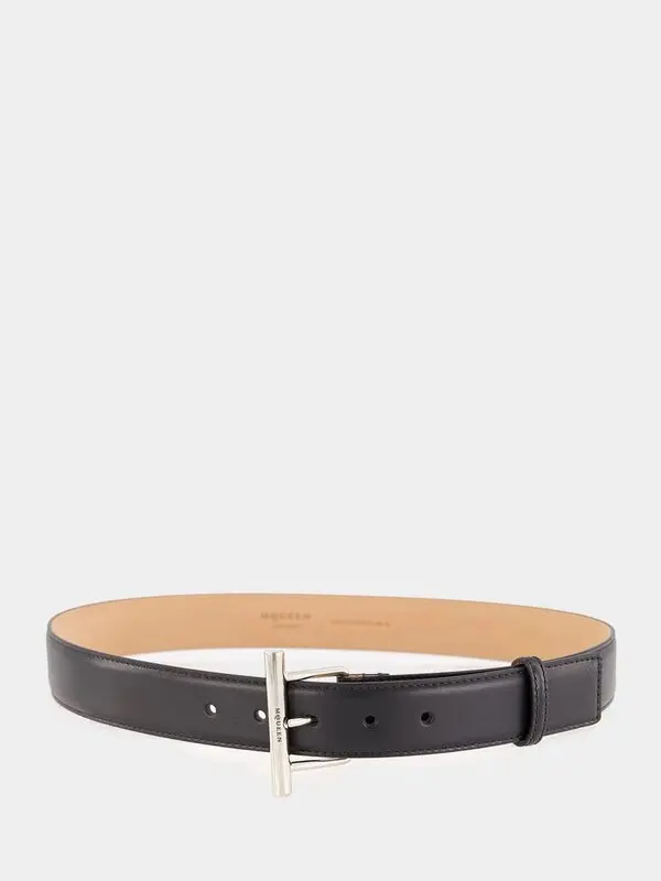 Alexander McQueen Smooth Calf Leather Belt - Black