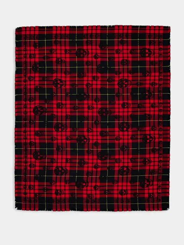 Alexander McQueen Tartan Skull Scarf - Black