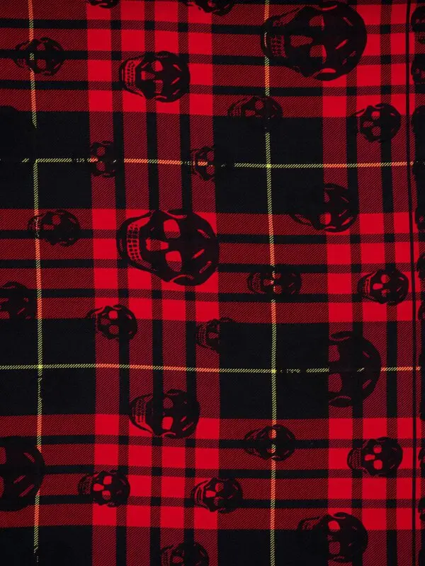 Alexander McQueen Tartan Skull Scarf - Black