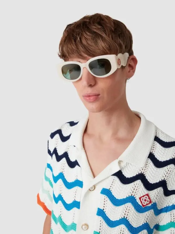 Casablanca The Memphis Rectangle Sunglasses - Cream