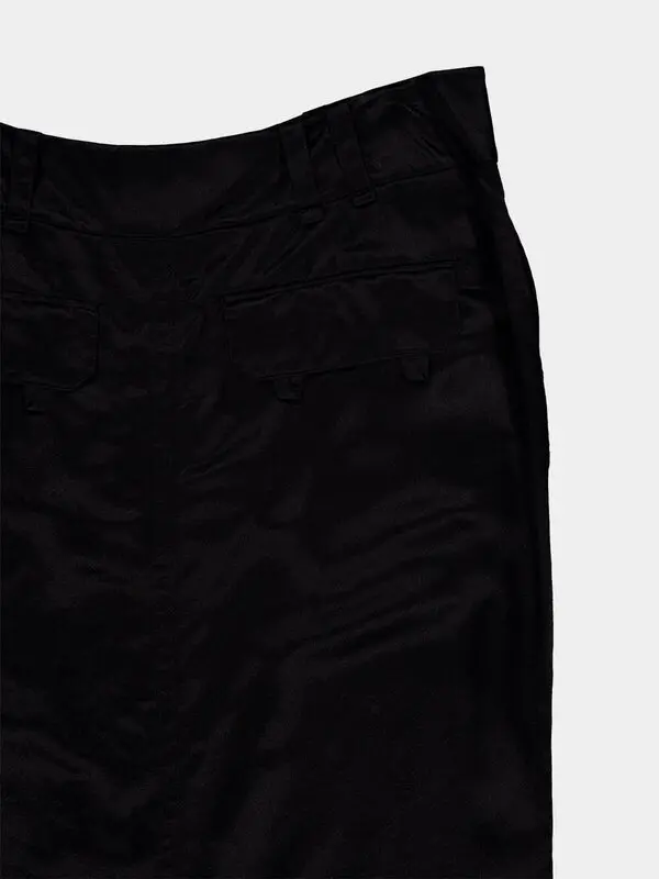 Saint Laurent Silk Crepe De Chine Midi Skirt - Black