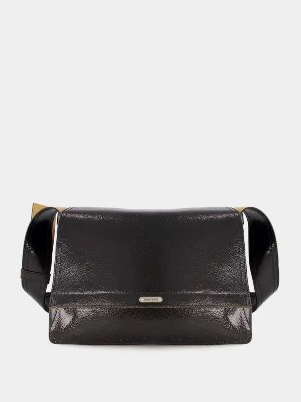 Alexander McQueen Cracked Leather Slouch Bag - Black