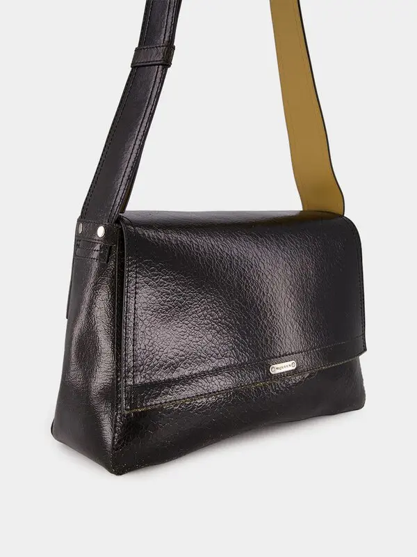 Alexander McQueen Cracked Leather Slouch Bag - Black
