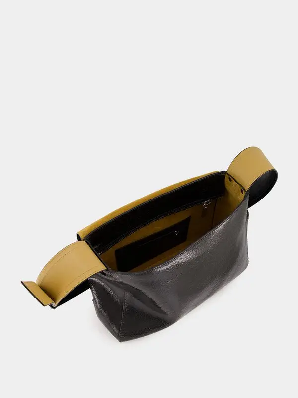 Alexander McQueen Cracked Leather Slouch Bag - Black