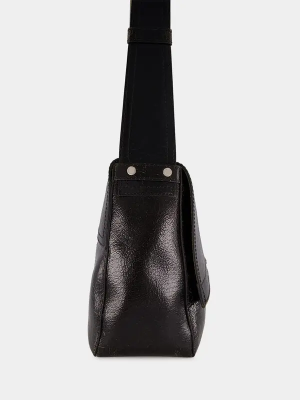 Alexander McQueen Cracked Leather Slouch Bag - Black